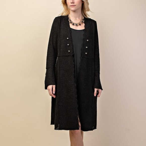 Vocal | Sweaters | Vocal Black Cardigan Duster Western Studded Military ...